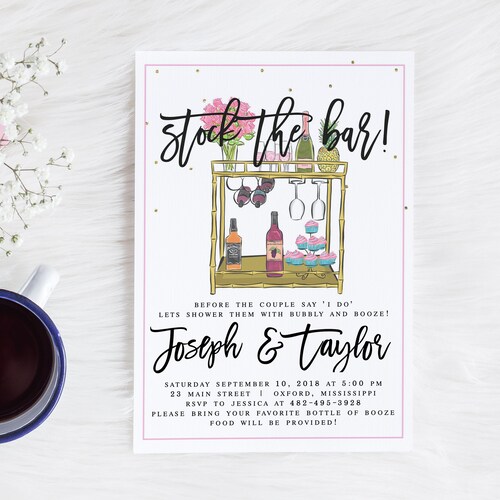 EDITABLE Stock the Bar Party Invitation Print at Home Stock - Etsy