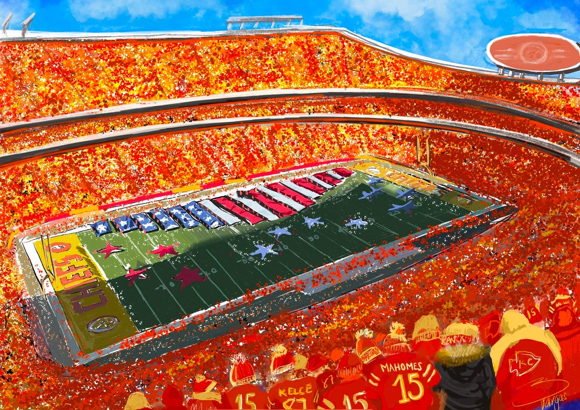 Kansas City Chiefs Arrowhead stadium. Chiefs football NFL. Art | Etsy