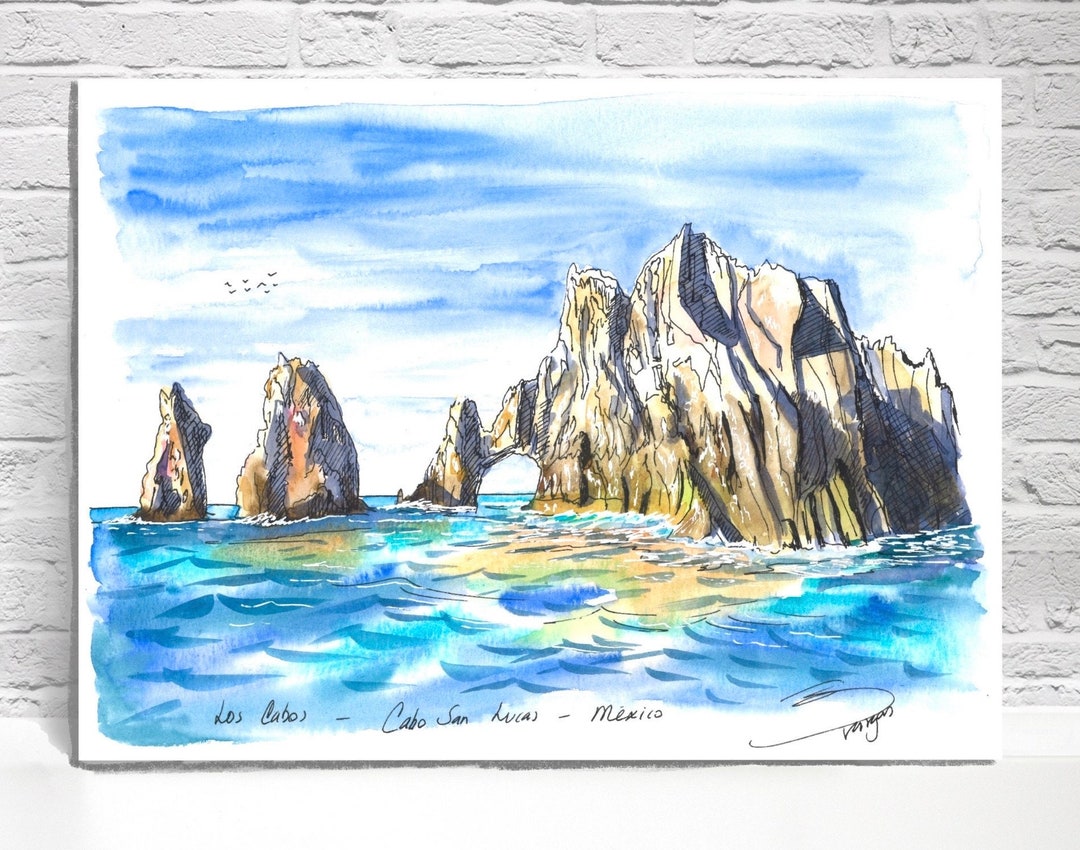 Los Cabos Arch Watercolor Print, Cabo San Lucas, Mexico, Signed Artwork ...