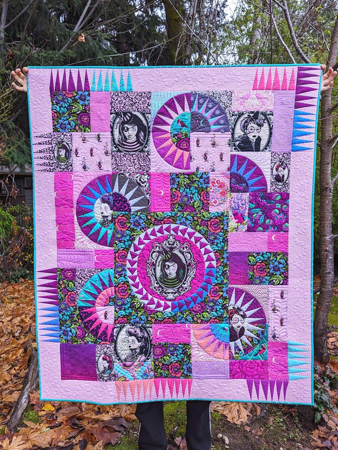 Emperor's Wheel Finished Quilt - Tula Pink - Nightshade Dejavu ...