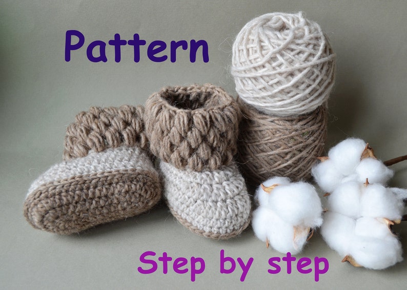 Crocheted Winter Baby Boots Pattern Crochet Beige Shoes Alpaca Warm ...