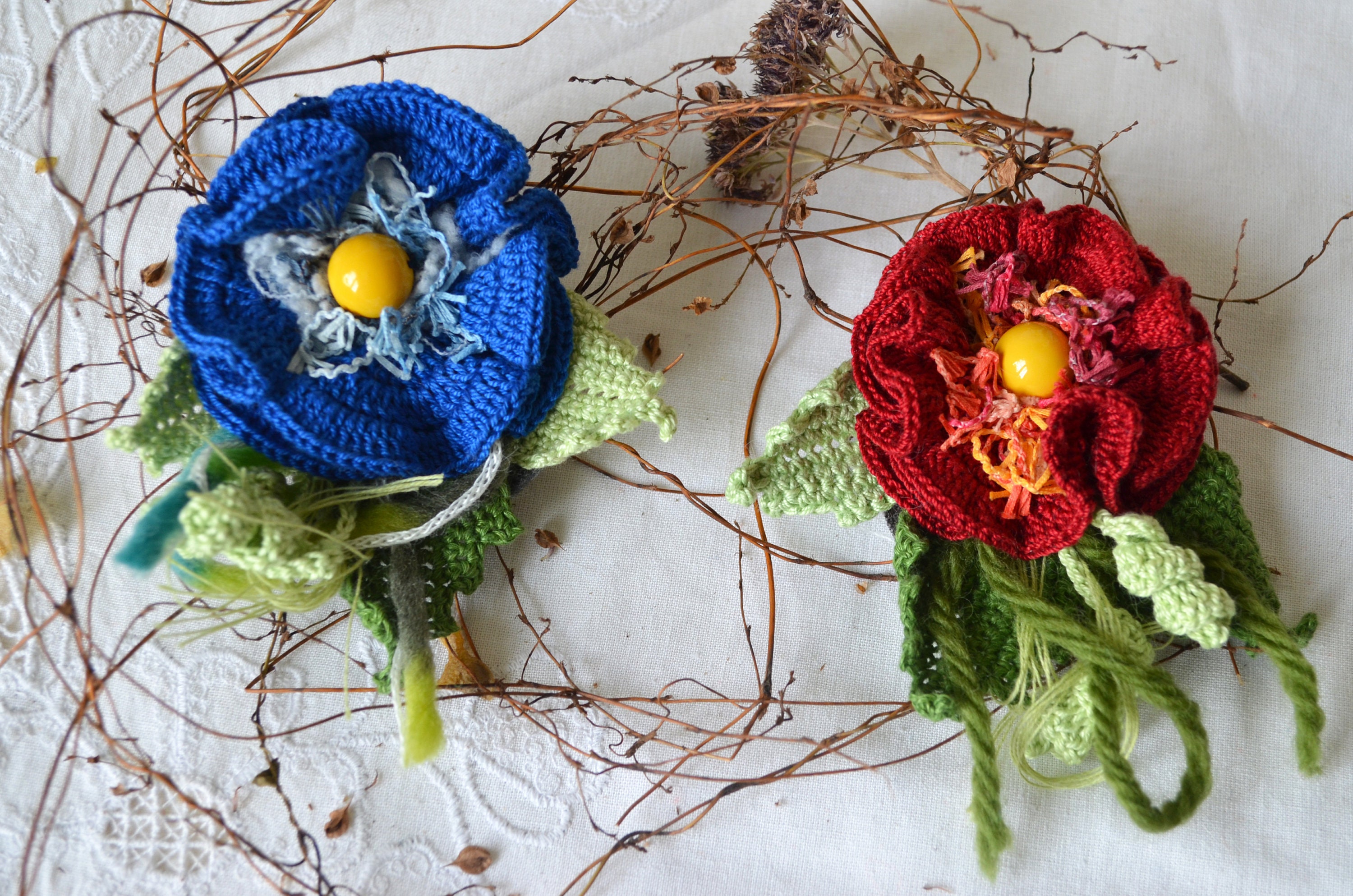 Ukrainian Crocheted Flower Brooch Pattern How to Crochet Flower Step by ...