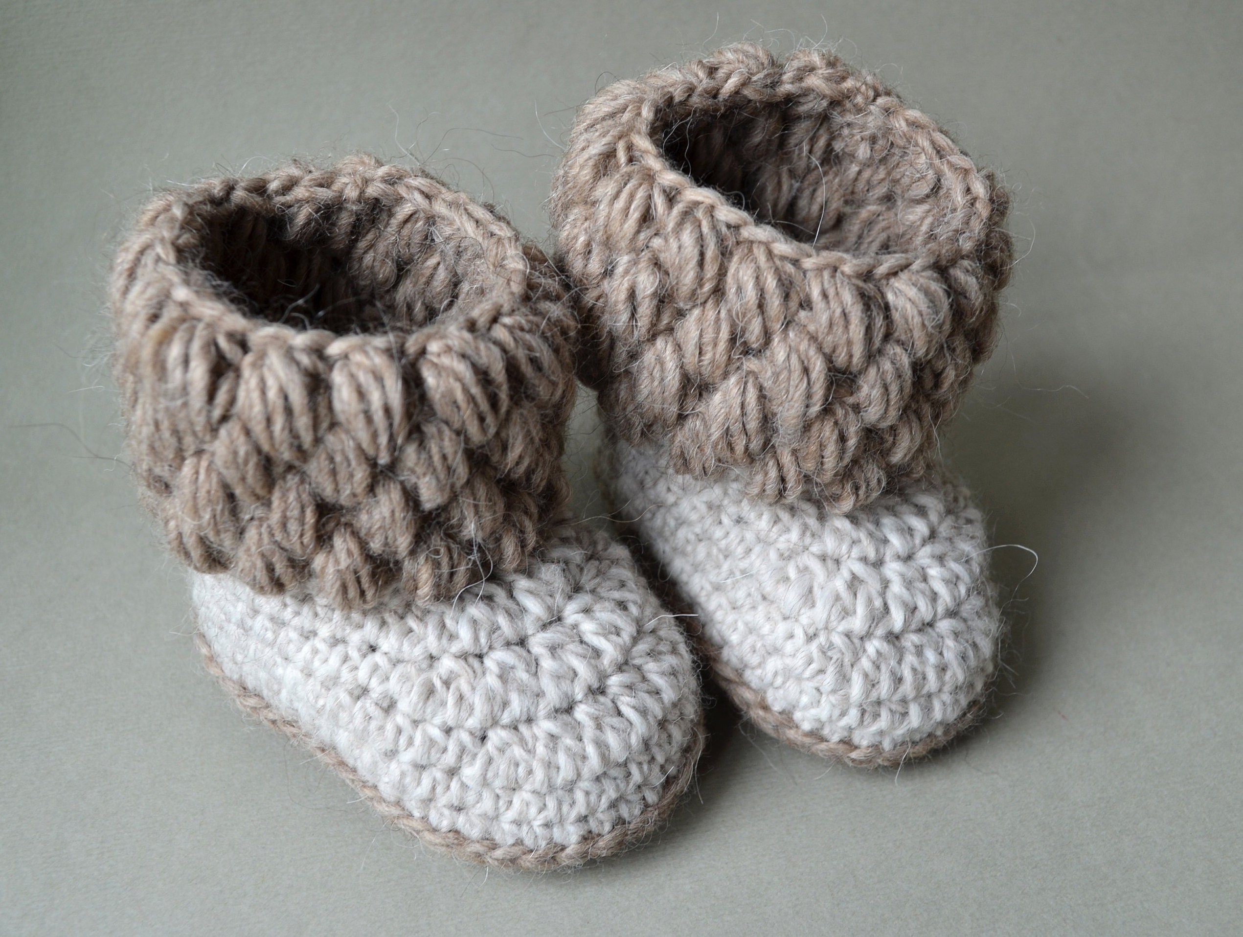 Crocheted Winter Baby Boots Pattern Crochet Beige Shoes Alpaca - Etsy