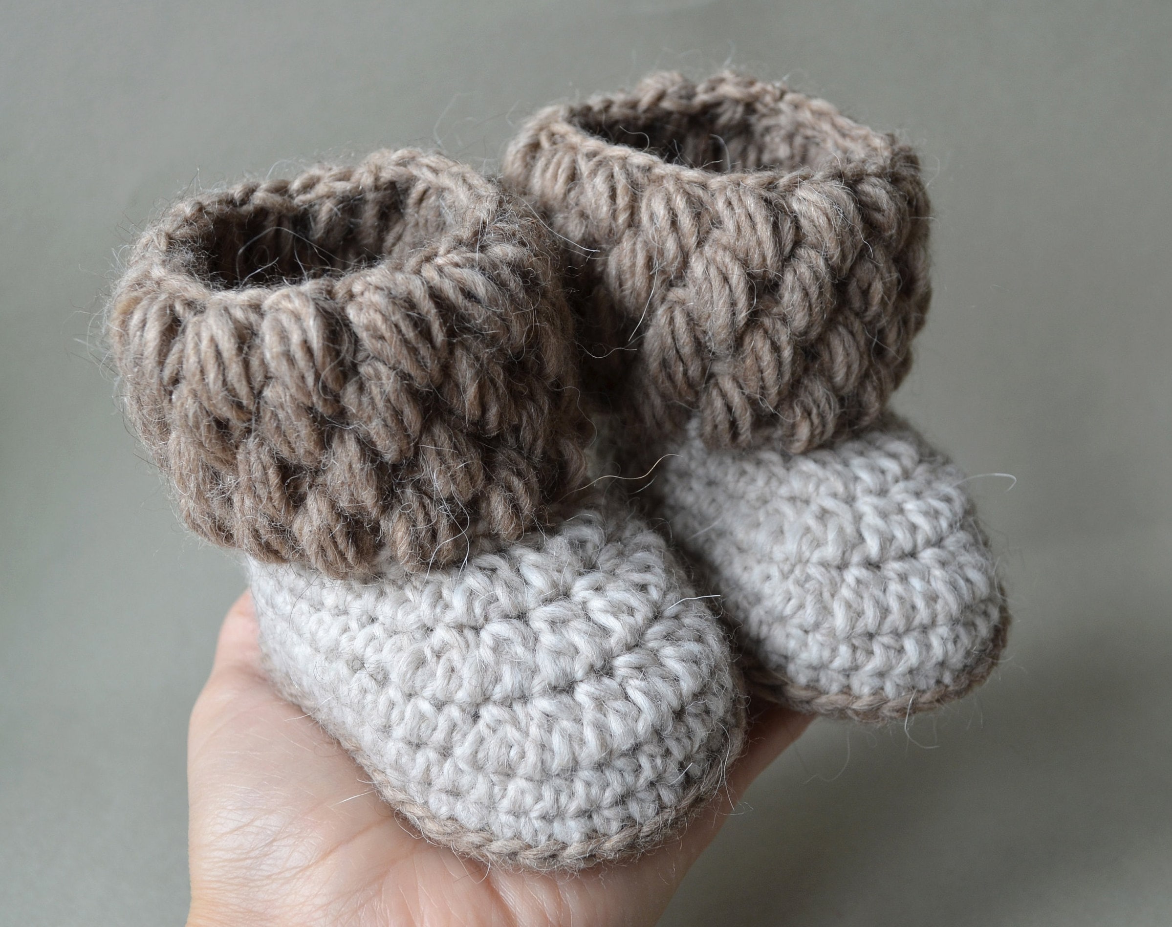 Crocheted Winter Baby Boots Pattern Crochet Beige Shoes Alpaca - Etsy