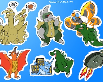 Godzilla sticker | Etsy