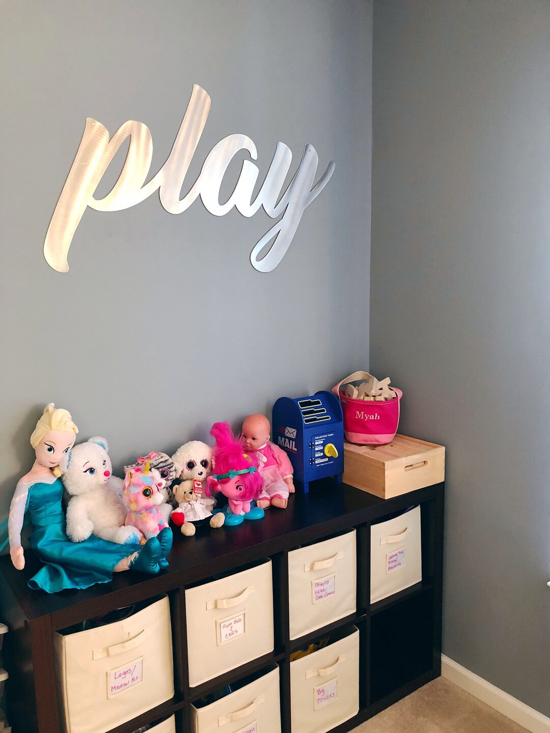 34'' Play Sign, Metal Wall Art, Word Art, Metal Words, Playroom Decor ...