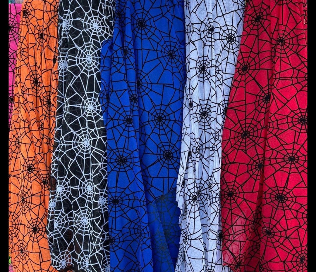 New Power Mesh Spider Web Mesh Fabric/ Flocking 4 Way Stretch Spider ...