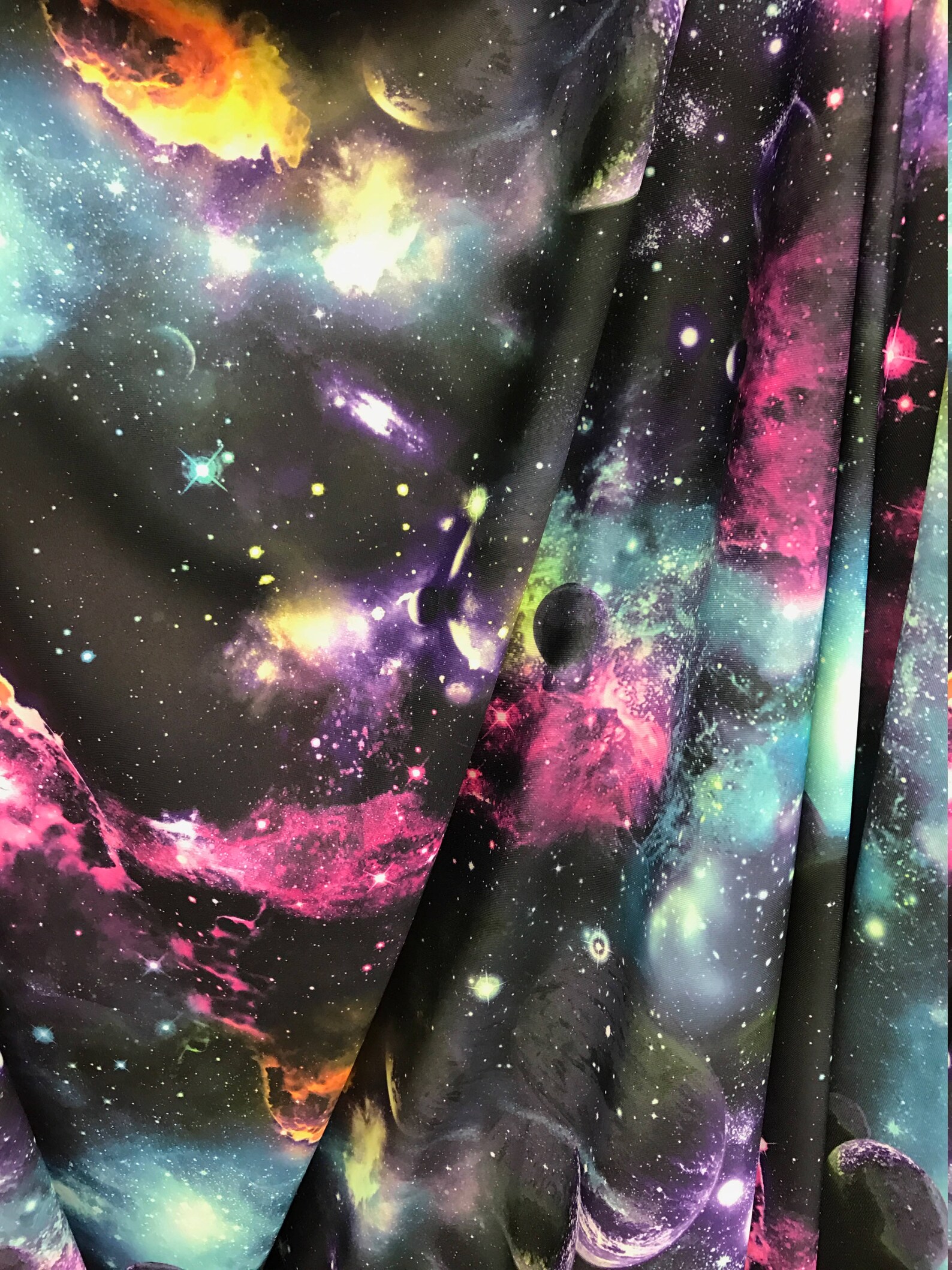 New Nylon Spandex Galaxy Print on Black Spandex Designs Fabric Sold by ...