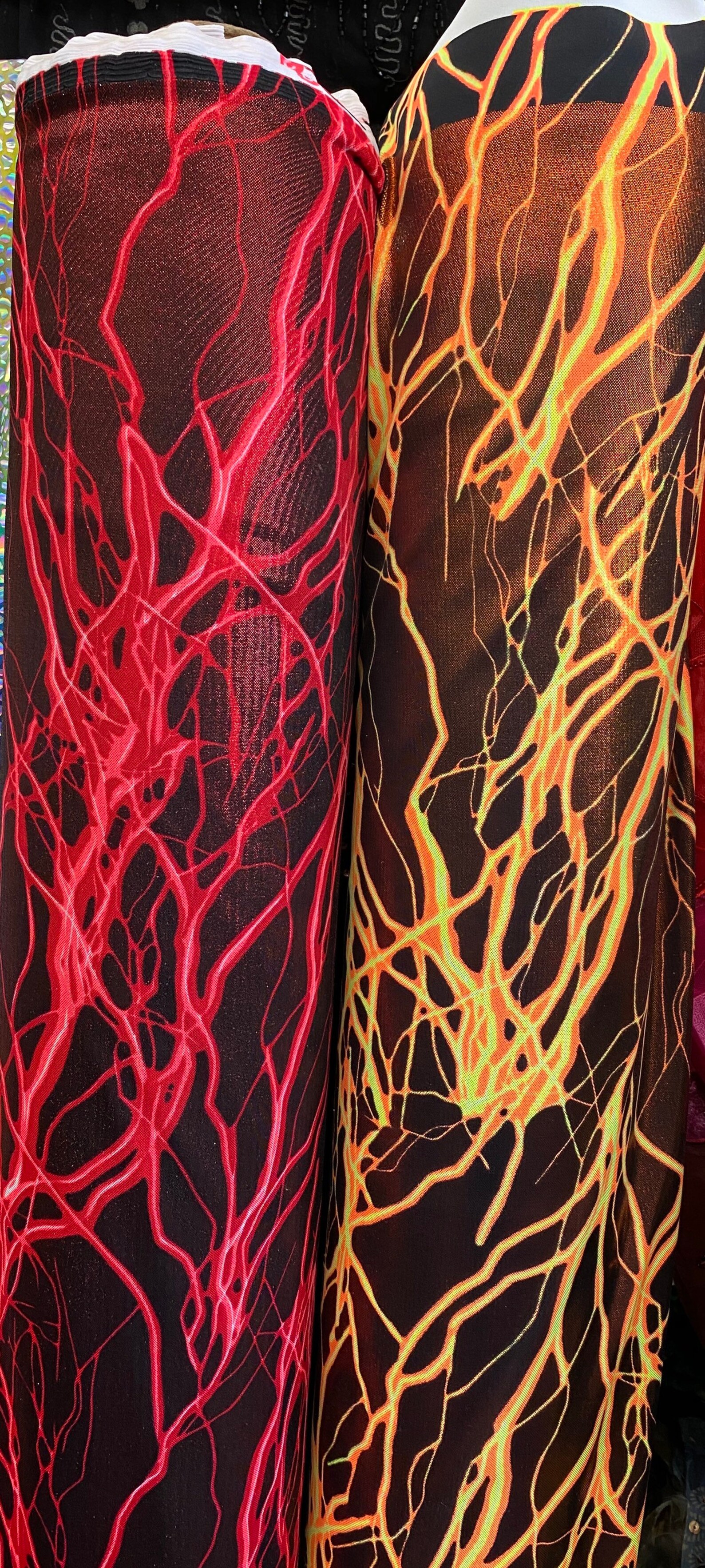 Metallic Thunder/Lightning Print on Nylon Spandex Fabric 4 | Etsy