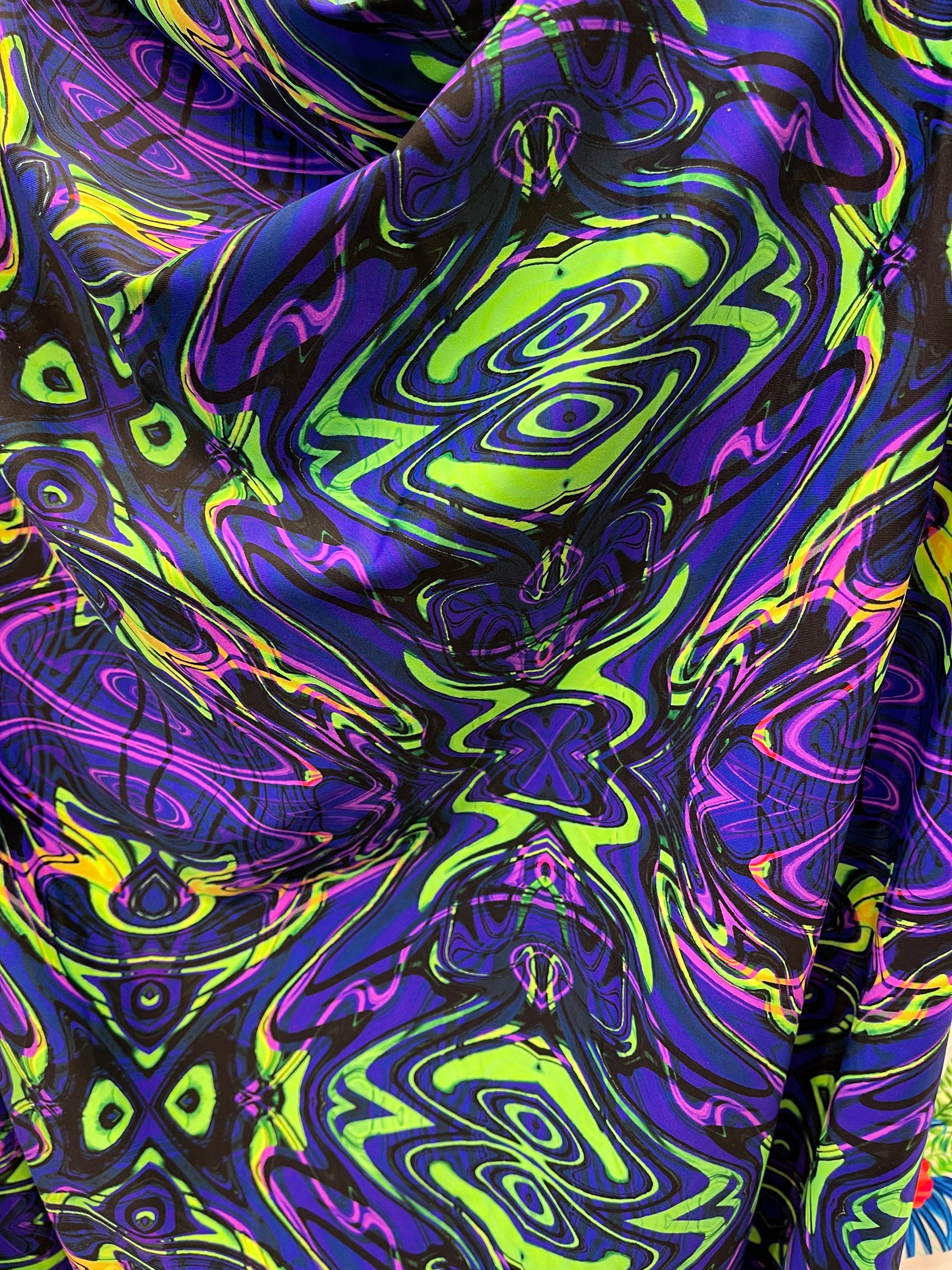 UV Glow Neon Melt Print Fabric Spandex Nylon 4 way Stretch | Etsy