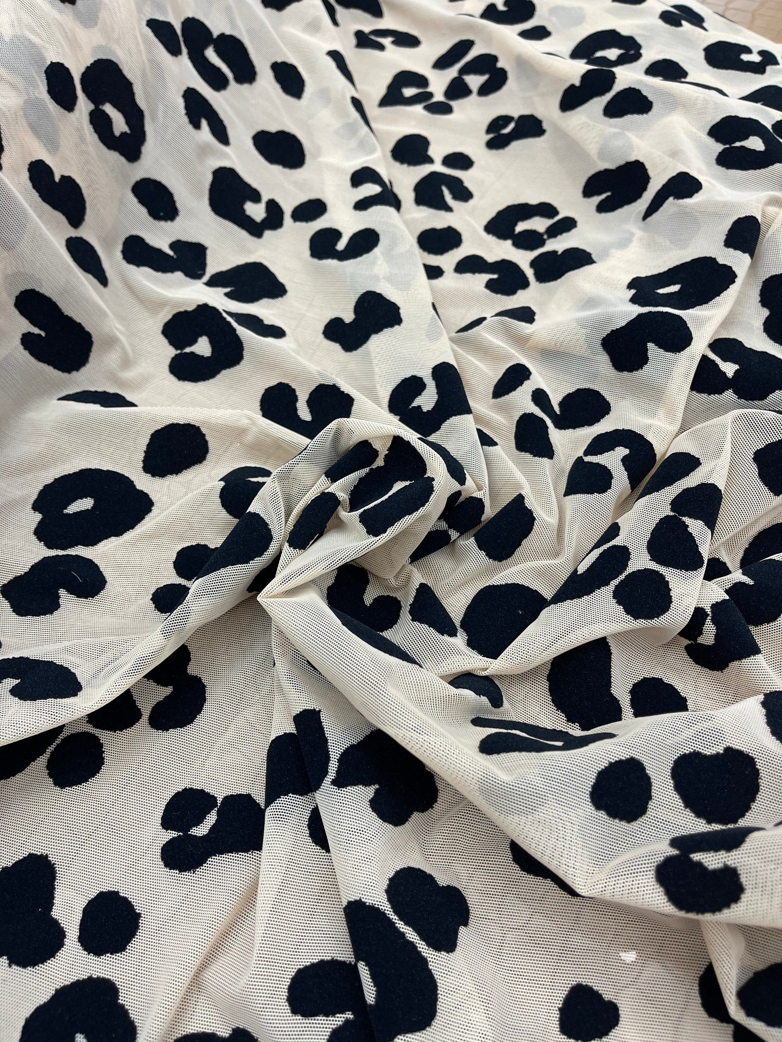 New Flocking Cheetah Nude MESH Fabric fabric Sold by the Yard | Etsy