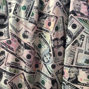 Multi Dollar Money Print Fabric Four Way Stretch Spandex Fabric- Money ...