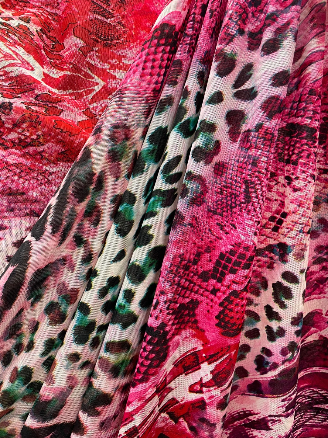 New Tie Dye Abstract/cheetah/snake Print MESH Fabric Sold by the Yard ...