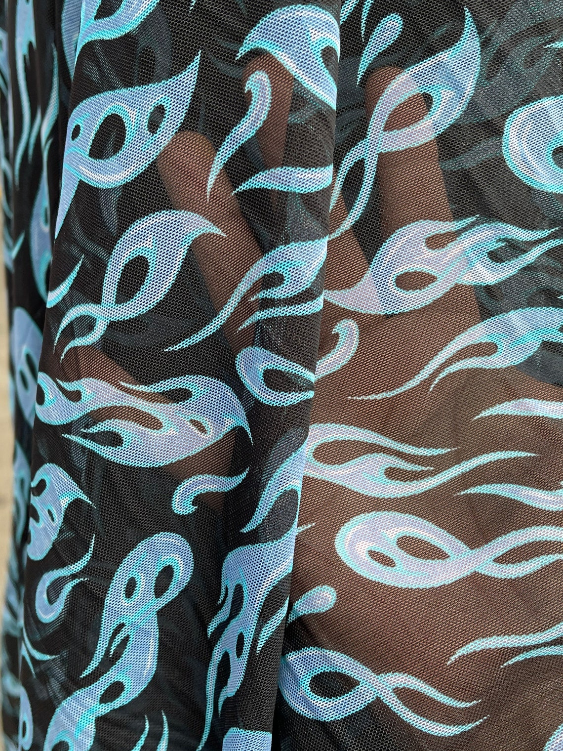 Flames Print MESH Fabric Blue/black Flames Mesh Fabric Sold by | Etsy