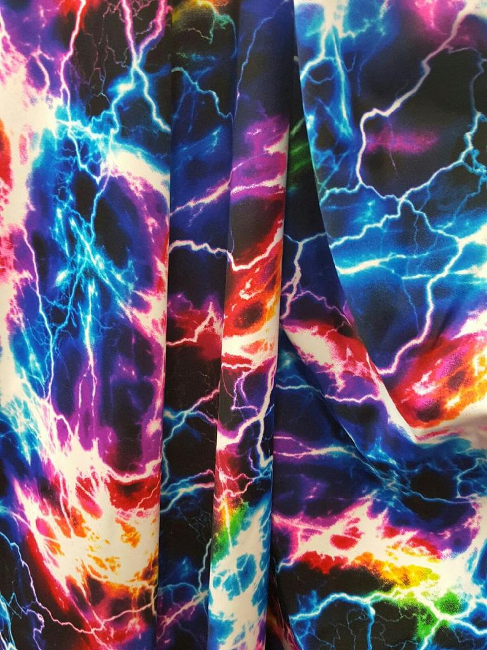 Lightning Multi Color on Black Nylon Spandex Fabric Sold by - Etsy
