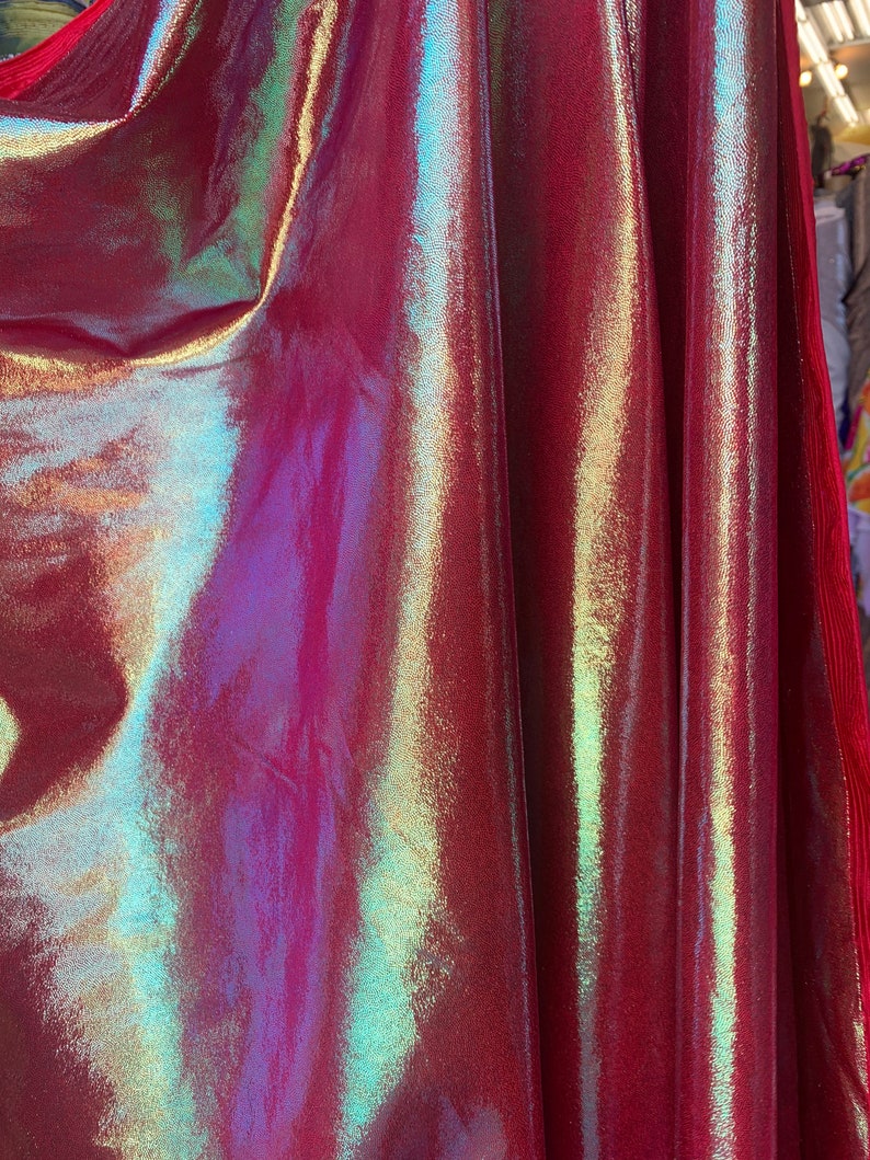 Iridescent Red Spandex Nylon Fabric 4 Way Stretch. Foggy - Etsy