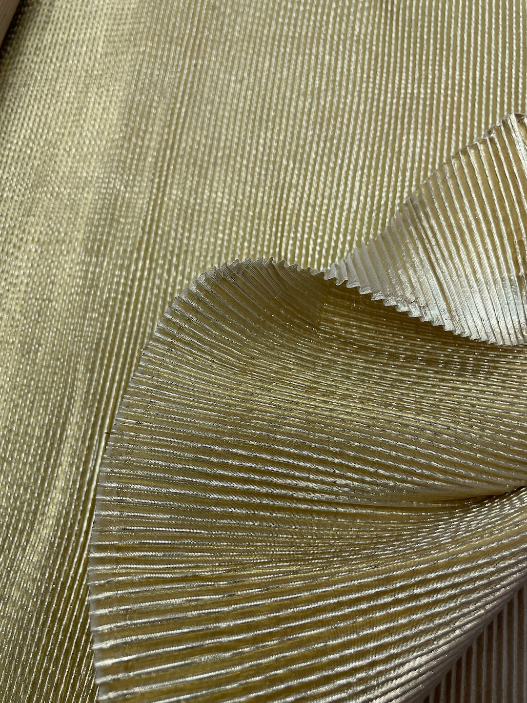 New Pleated Lame Gold and Silver Metallic Fabric Sold by Yard (45”width ...