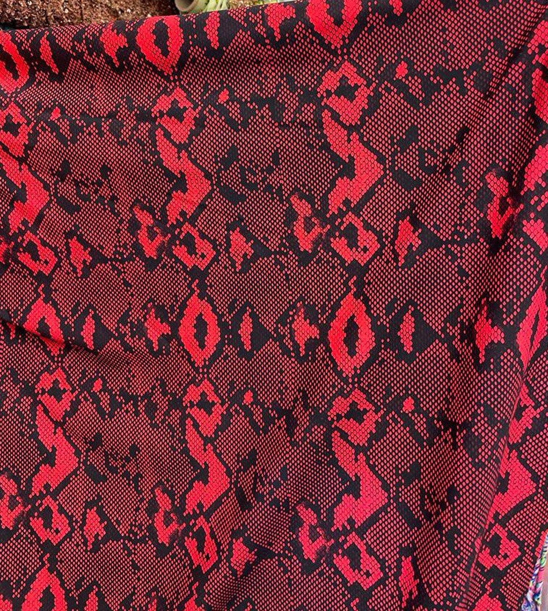 New Red Snake Print 4 Way Stretch Poly Nylon Spandex Fabric Sold by the ...