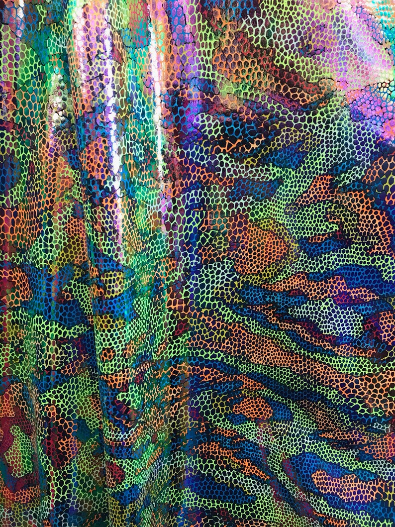 Foil Reptile Iridescent Green Rainbow Camouflage Spandex - Etsy