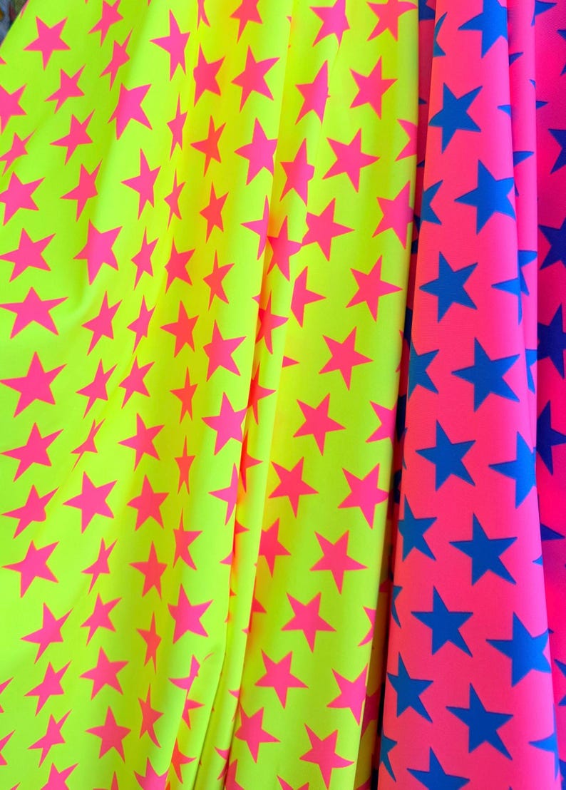 Neon Star Print Fabric: 4-way Stretch Nylon Spandex, 60" Wide - Etsy