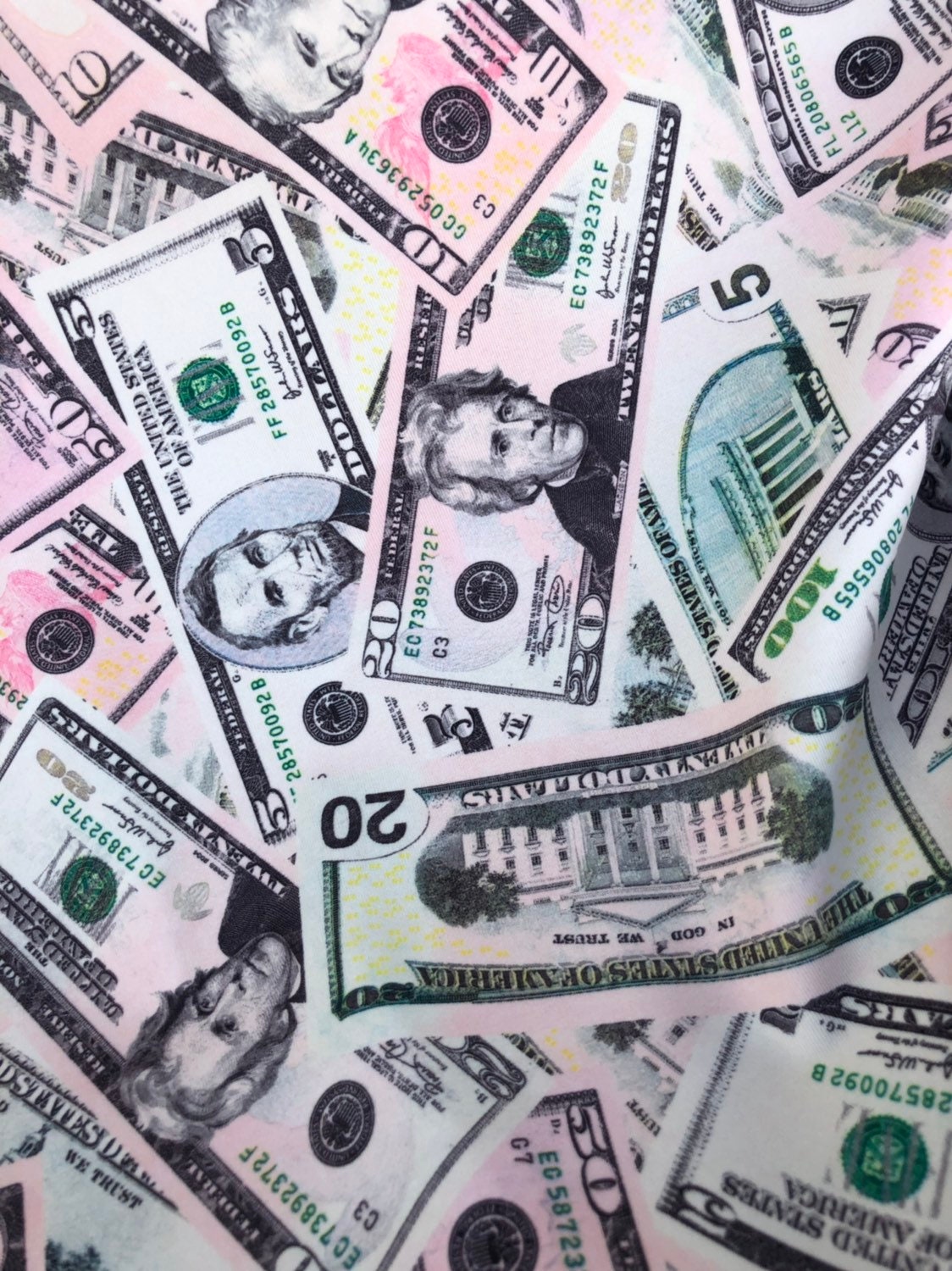 Multi Dollar Money Print Fabric Four Way Stretch Spandex Fabric- Money ...