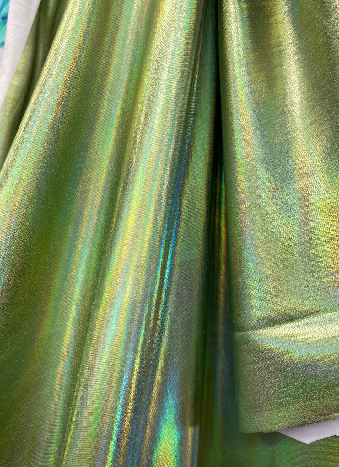 NEW Green Iridescent Foil on Spandex Fabric Sold by Yard [shinny Fabric ...