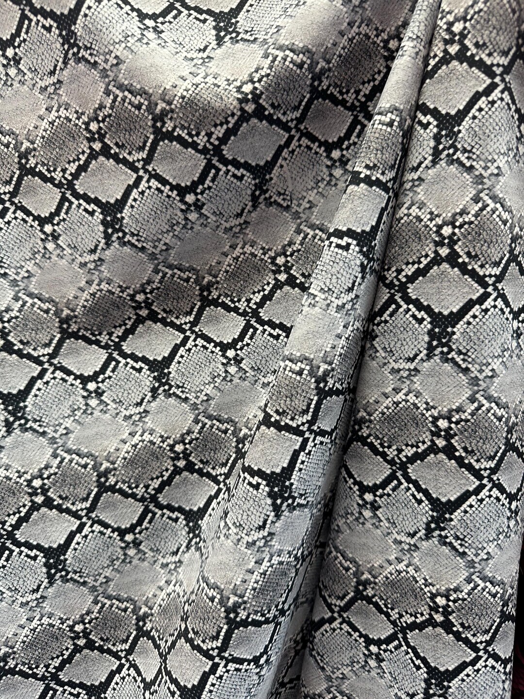 New Gray/black Reptile Snake Print Four Way Stretch Nylon Spandex ...