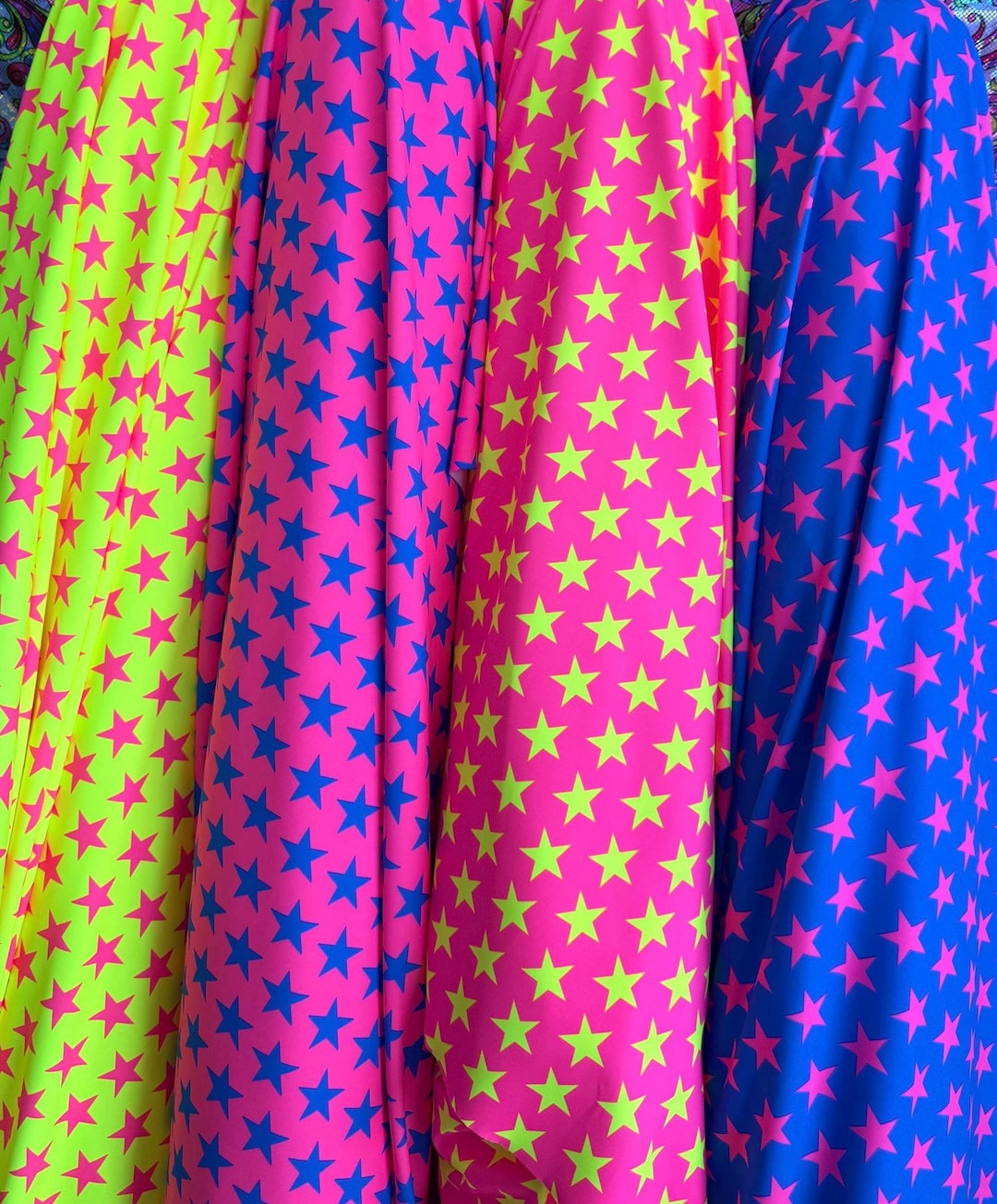 Neon Star Print Fabric: 4-way Stretch Nylon Spandex, 60" Wide - Etsy