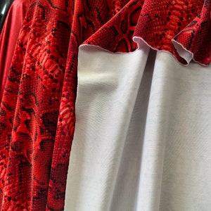 New Red Snake Print on Velvet Stretch Fabric Sold by Yard. 4 Way ...