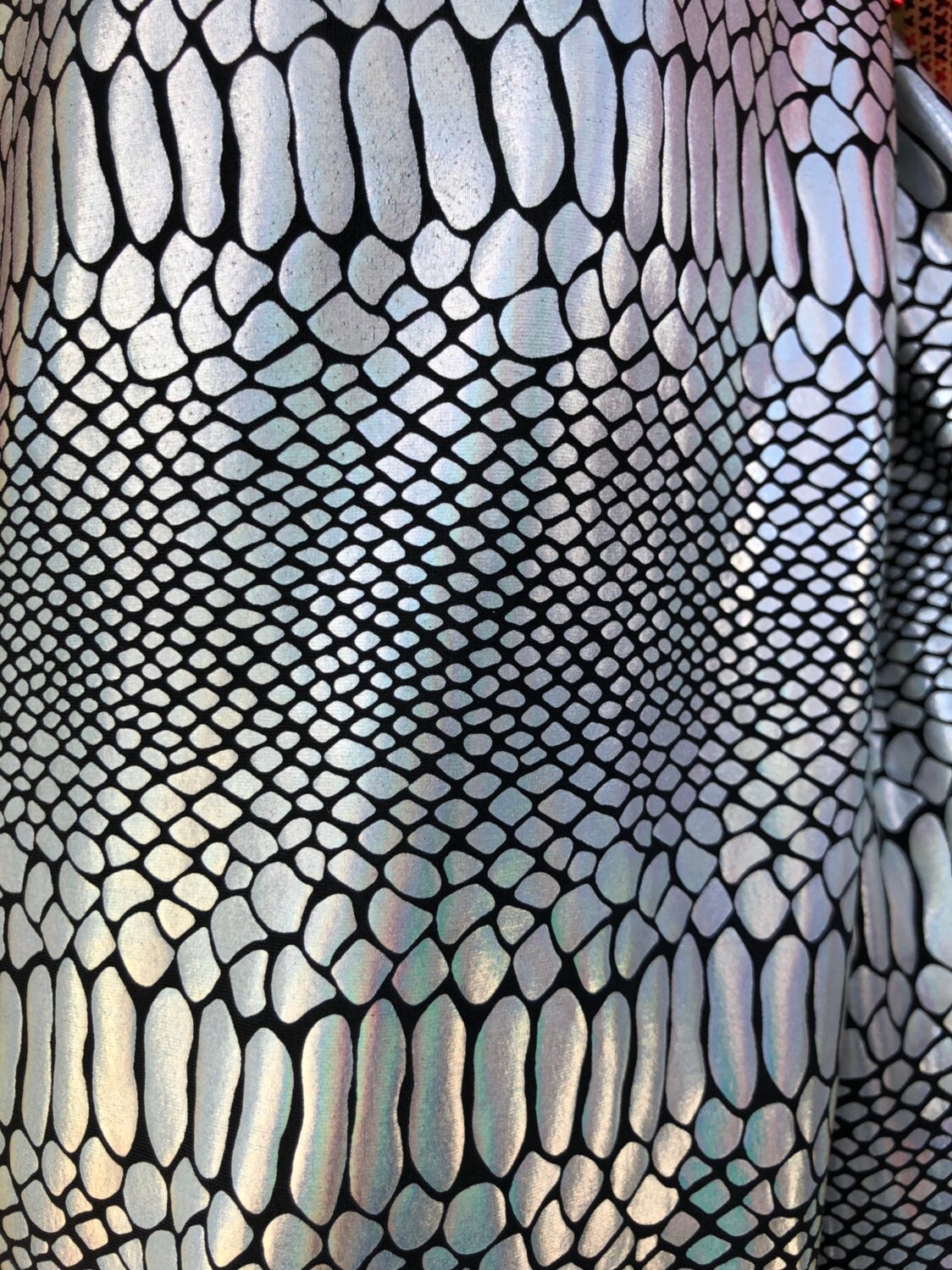 Multicolor Snake Print on Black Base Spandex Fabric sold by | Etsy