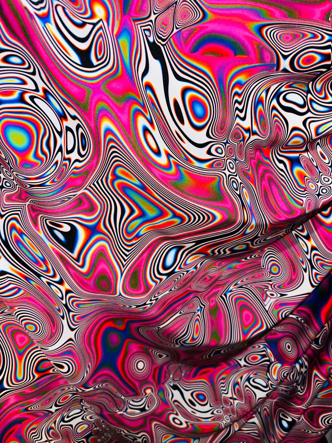 Pink Liquid Electric Psychedelic Pswirls Abstract 4way Stretch Nylon ...