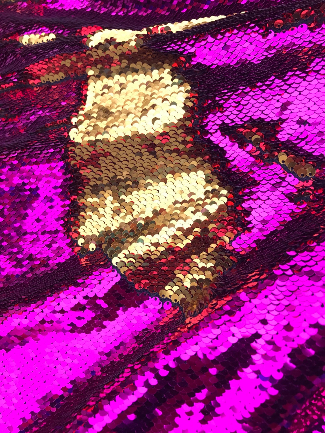 New Mermaid Shiny 5mm Fuschia Pink/gold Two Tone Flip up Sequins ...