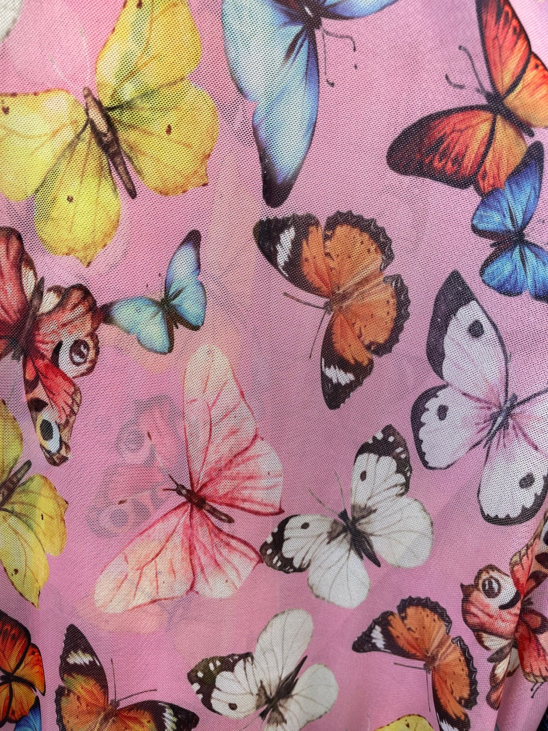 New MESH Pink Butterfly Print Fabric on Best Quality of Mesh Spandex 4 ...