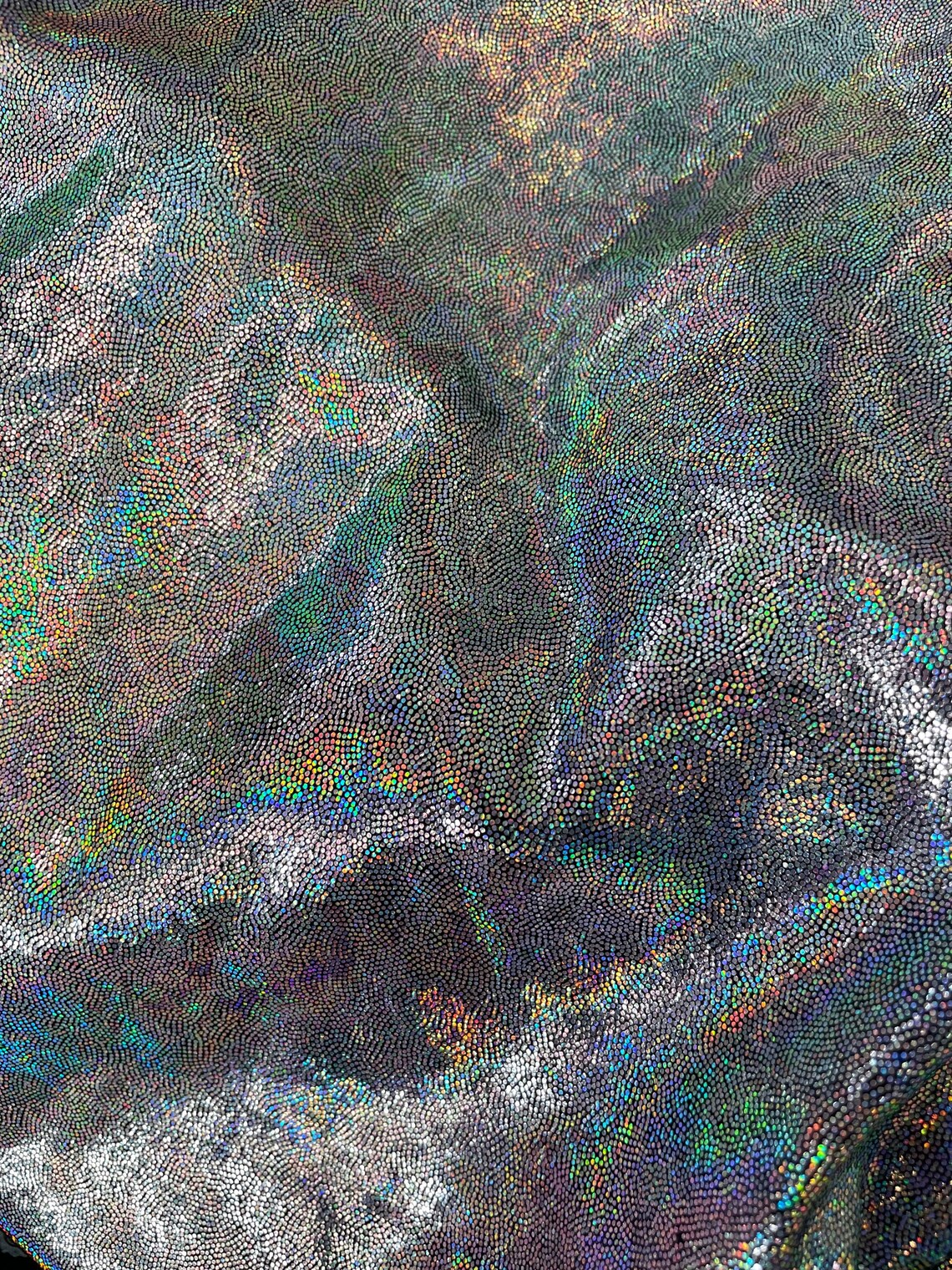Silver Iridescent Velvet Stretch Fabric, Mystic Foggy Metallic Foil ...