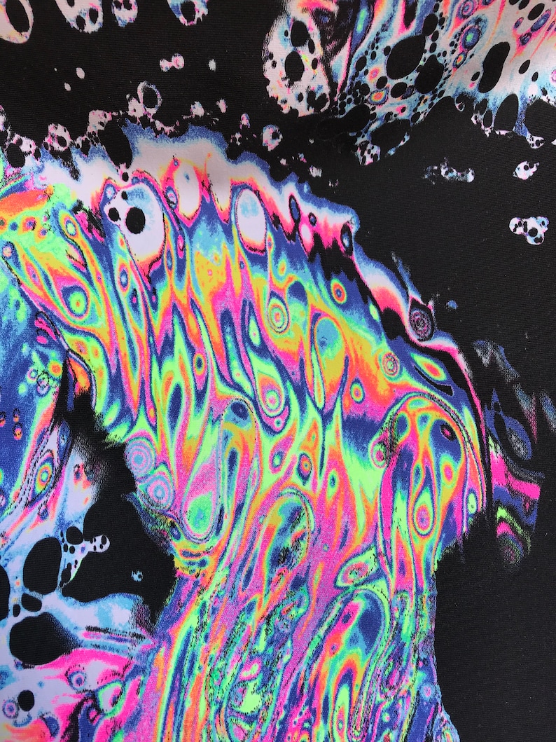 Neon Lava Splash Print Black Base Spandex Fabric Sold by - Etsy