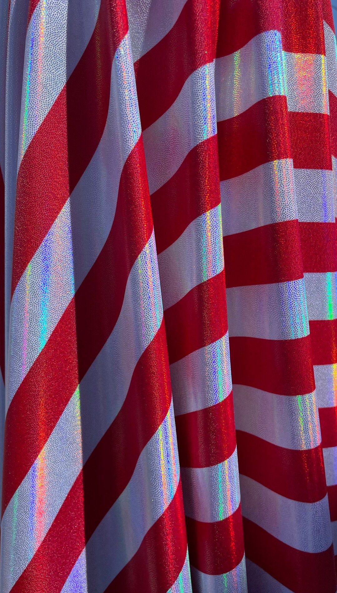 New Stripes Iridescent Foggy Foil Metallic Stripes Print 4 Way Stretch ...