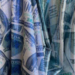 100 Dollars With Metallic Money Print on Spandex Fabric Sold by the ...