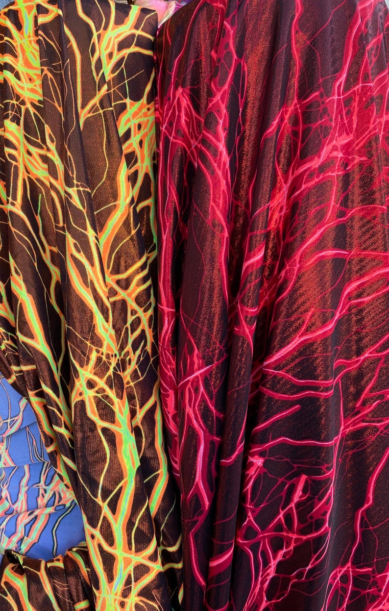 Metallic Thunder/lightning Print on Nylon Spandex Fabric 4 Way | Etsy
