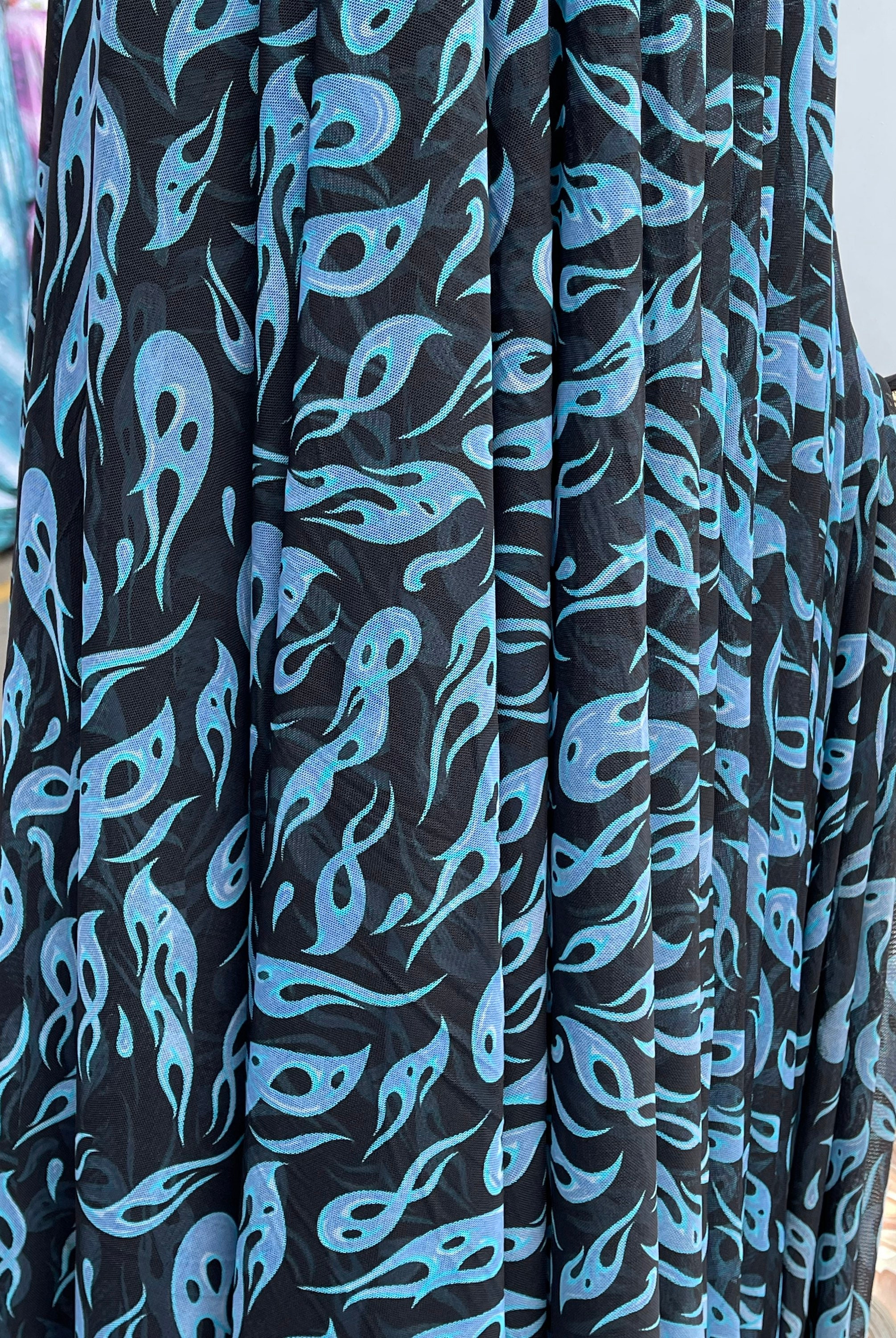 Flames Print MESH Fabric Blue/black Flames Mesh Fabric Sold by | Etsy