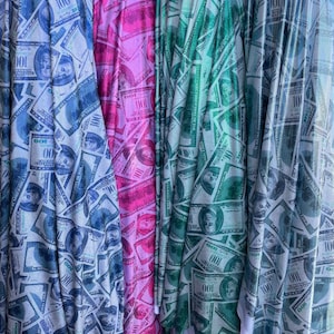 100 Dollars With Metallic Money Print on Spandex Fabric Sold by the ...