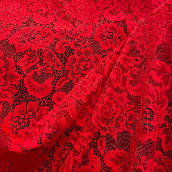 Red Lace Fabric - Etsy