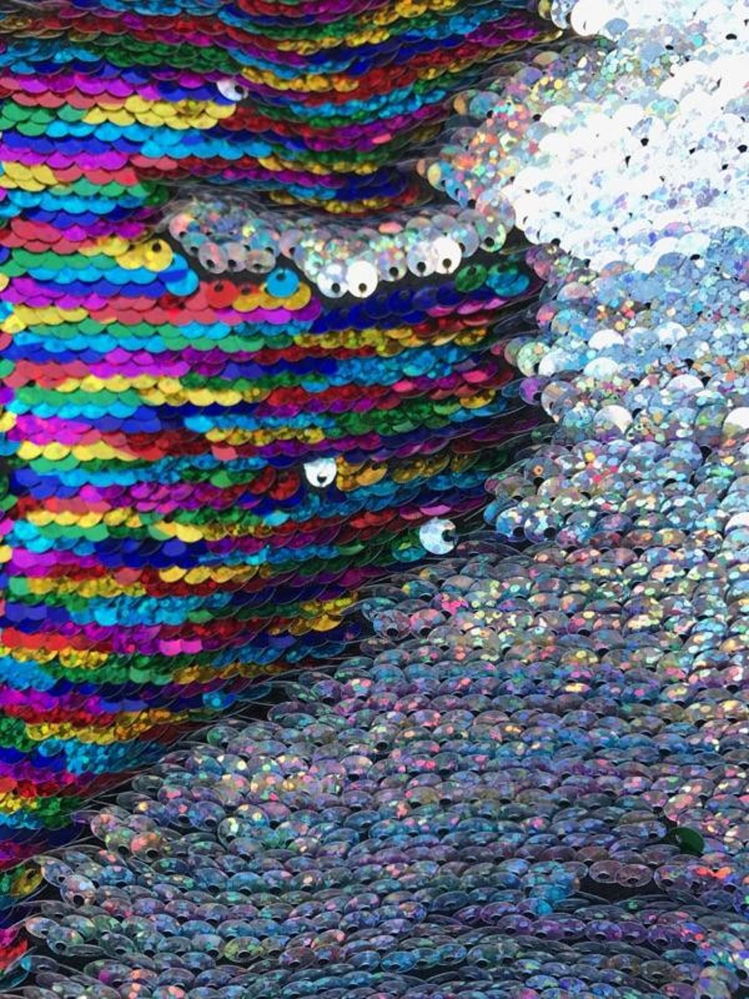 Mermaid Shiny Multi Color/silver Newtwo Tone Flip up Sequins/reversible ...