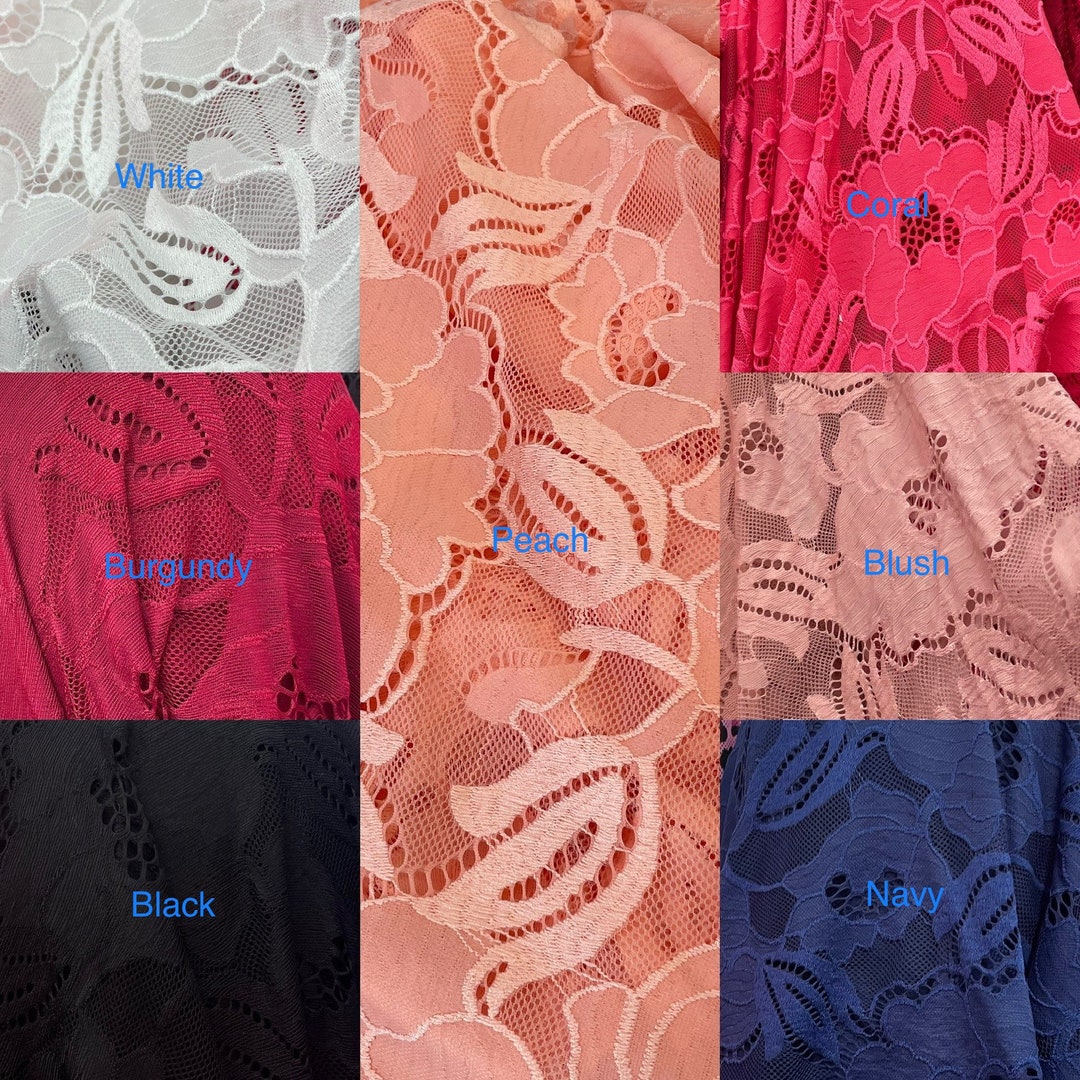 New Beautiful Flower Lace Stretch Fabric 4 Way Stretch Lace Fabric Sold ...