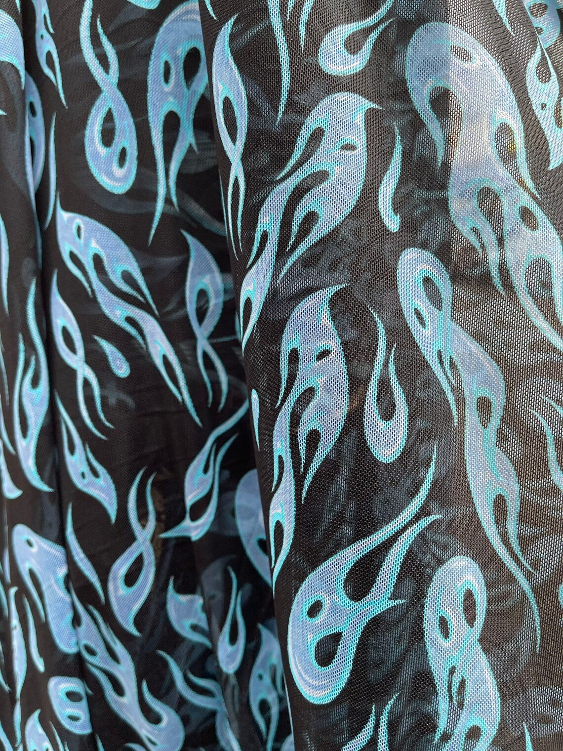 Flames Print MESH Fabric Blue/black Flames Mesh Fabric Sold by | Etsy