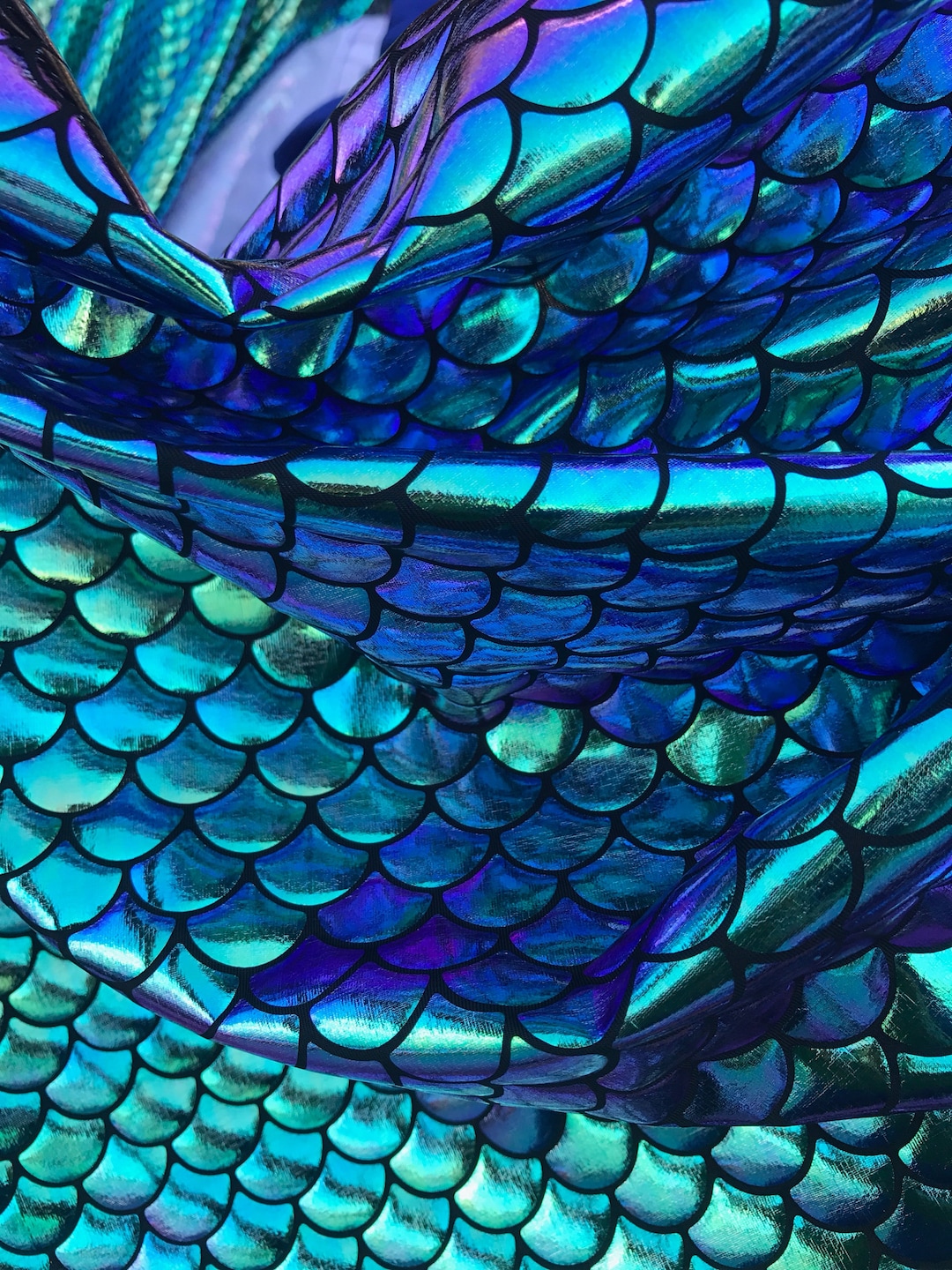 Mermaid Scale Fabric Iridescent Color { Gold/green/blue/purple} on ...