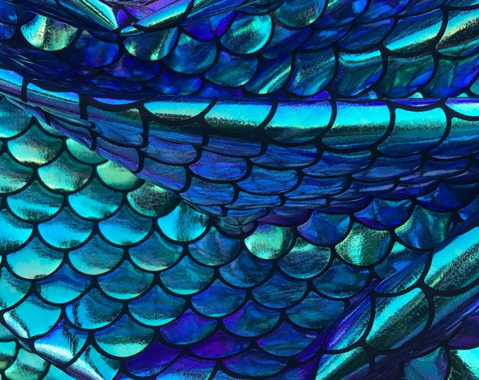 Mermaid Scale Fabric Iridescent Color Gold/green/blue/purple on Spandex ...