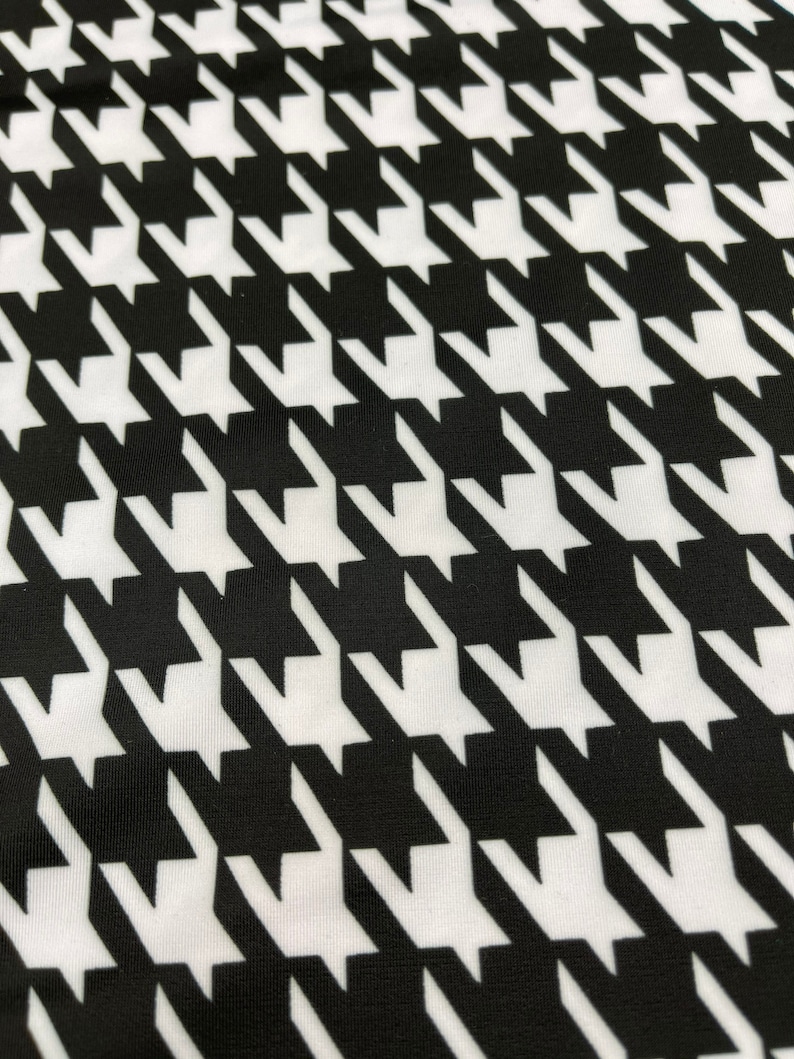 Black and White Houndstooth Print Fabric 4 Way Stretch Poly | Etsy