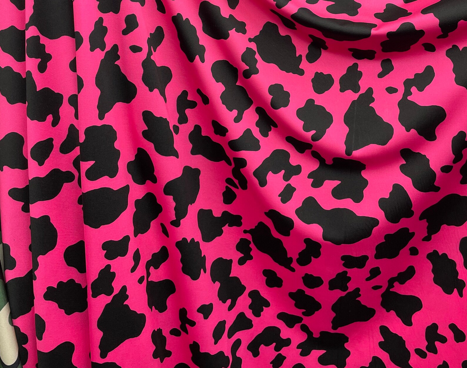 Black/pink Cow Print Spandex Fabric, 4 Way Stretch-lycra Fabric Sold by ...
