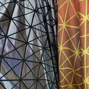 New Metallic Geometric Shapes Nylon Spandex Fabric 4 Way Stretch 60 ...