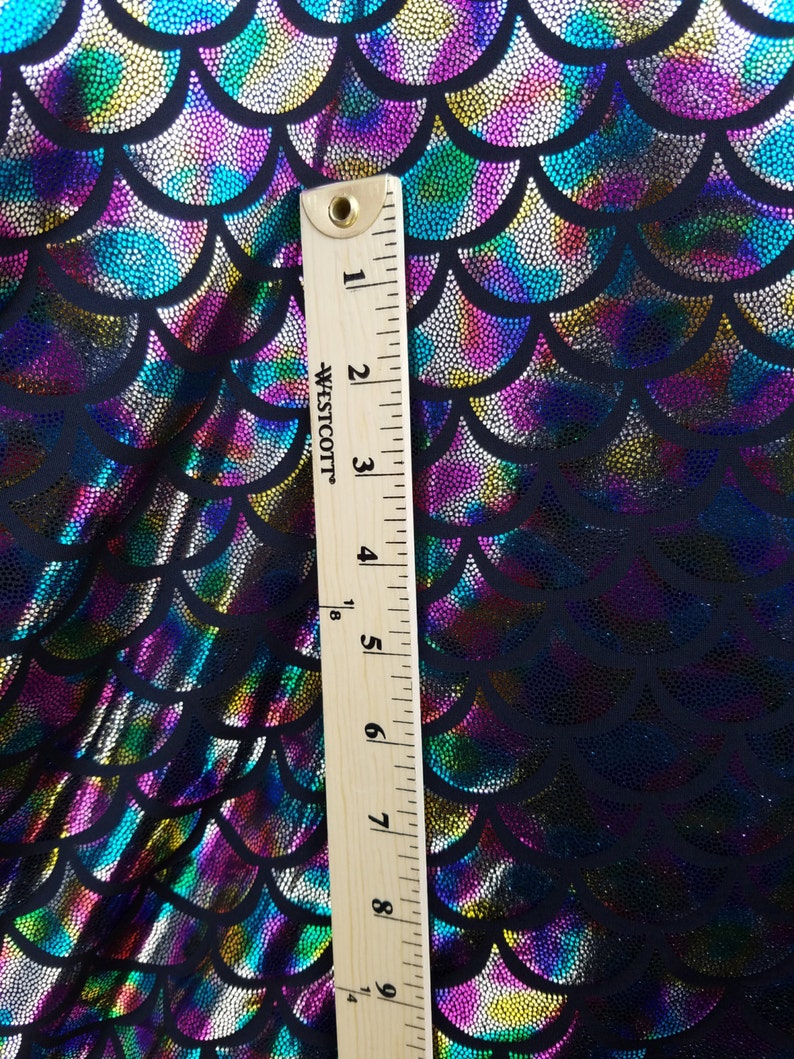 New Mermaid Multicolor Jumbo Fish Scales on Spandex Fabric Sold by the ...